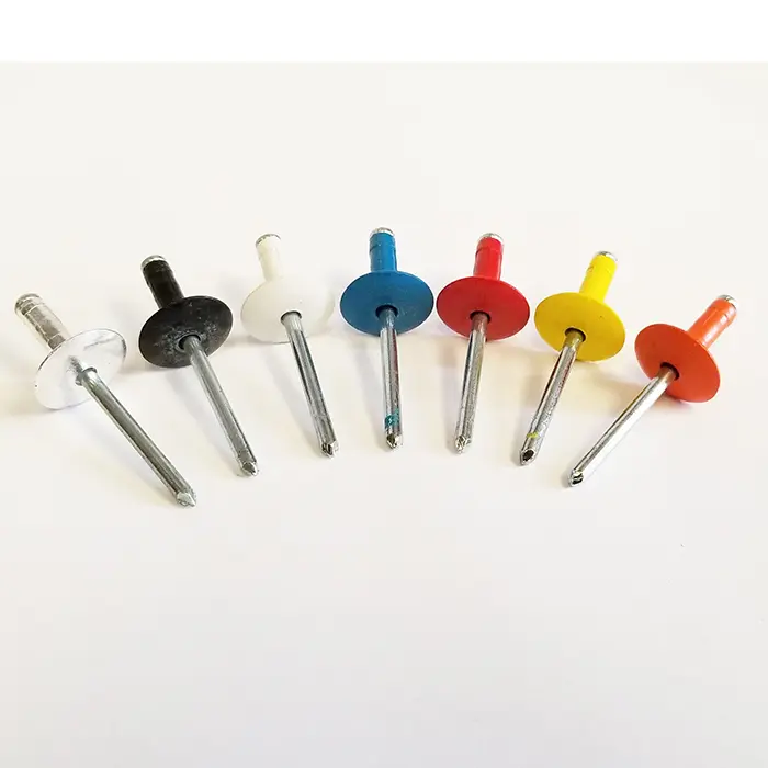3/16 Multi-Grip Rivet 1/2" Large Aluminum Head Steel Nail 1/4 to 3/8 ...